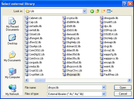 Linking an external dynamic C library