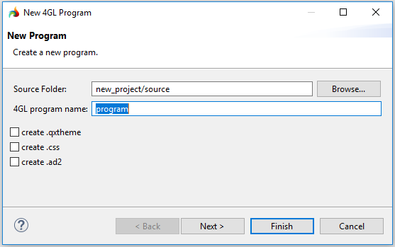 Creating new 4gl programs