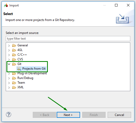 Import from a local repository
